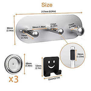 Yimerlen Hair Dryer Holder Compatible with Dyson Attachments Wall Mount Stand for Supersonic Blow Dryer Attachments (Silver, with Multifunction Hook)