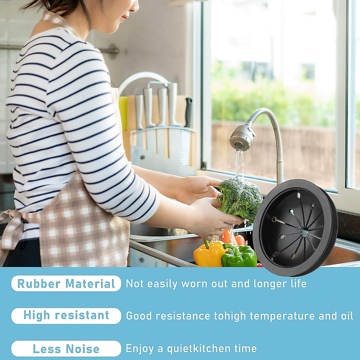 3 Packs Garbage Disposal Splash Guard Sink Baffle, 3 1/8 in Food Waste Disposer Accessories, Kitchen Sink Drain Splash Guard Replacement Splashguard for Waste King Whirlaway Ge Models Sinkmaster Black