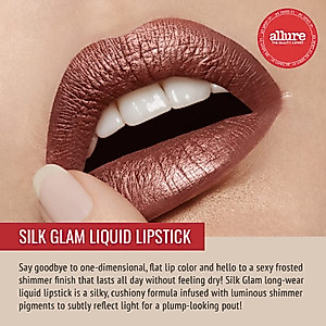 Runway Rogue Silk Glam Liquid Lipstick, Long Wear Frosted Rich Golden-Bronze Lipstick, ‘Film Noir’