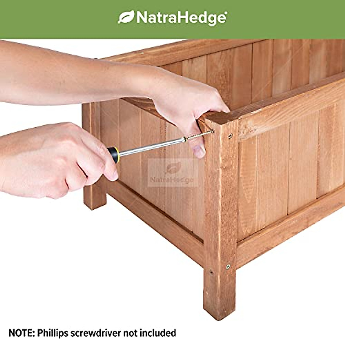 NatraHedge 15" Hampton Classic Wooden Planter Box Indoor and Outdoor Use for Patio Garden (44" x 15" x 15")