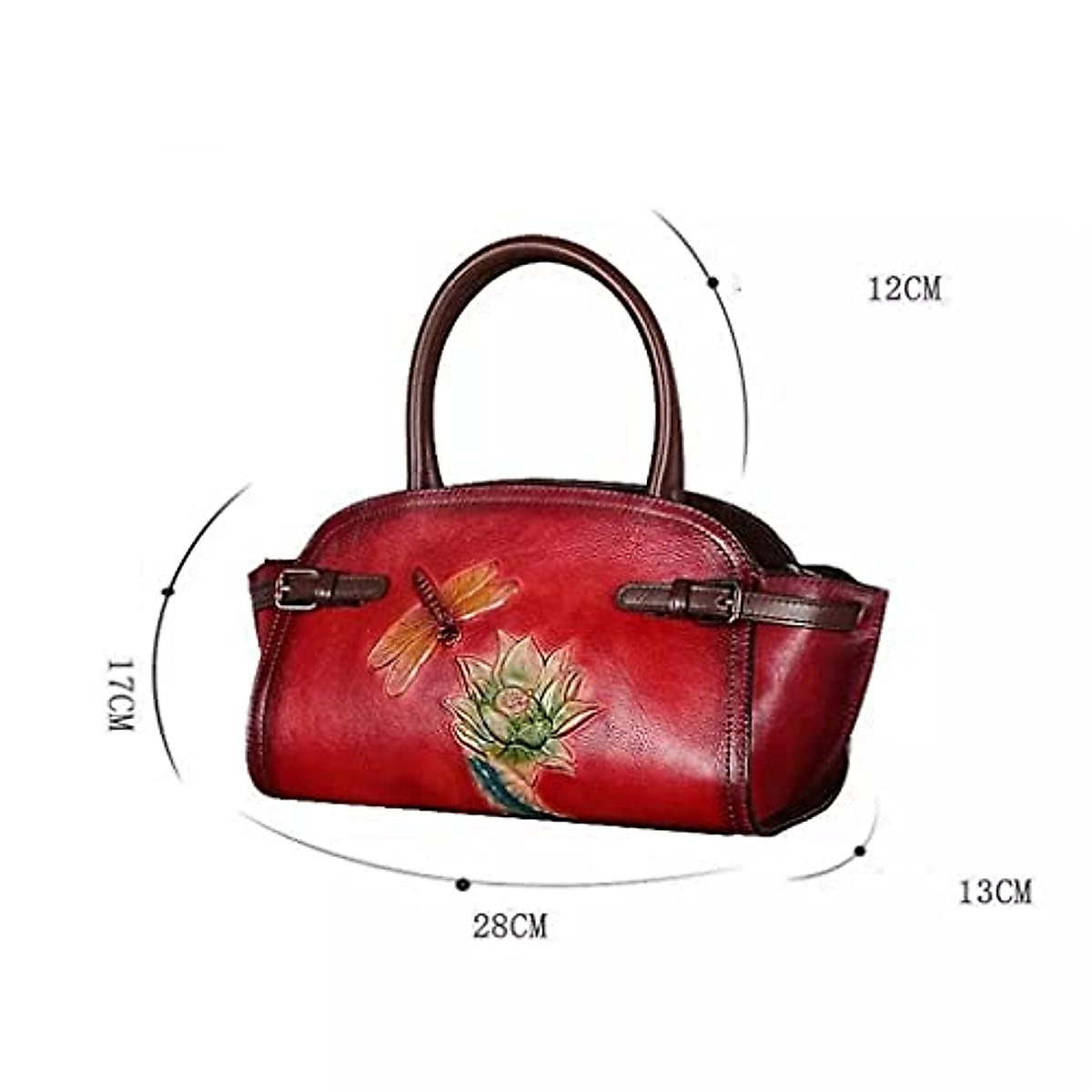 ZHUHW Leather Women's Bag Flower Handbag Hand-Painted Chinese Style Floral -Shoulder Messenger Bag (Color : D, Size
