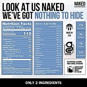 NAKED nutrition 3LB Non-GMO Egg White Protein Supplement Powder, Unflavored, No Additives, Paleo, Dairy Free, Gluten Free, Soy Free – 25g Protein, 44 Servings, 3 pounds