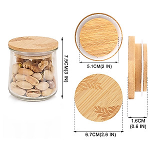 Mason Life Oui Bamboo Jar Lids Set with Silicone Sealing Rings, Leaves Pattern, for 5 Oz Yogurt Jars