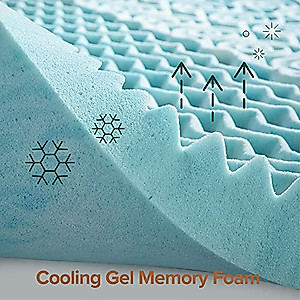 ZINUS 3 Inch Green Tea Cooling Gel Memory Foam Zoned Support Mattress Topper, Queen