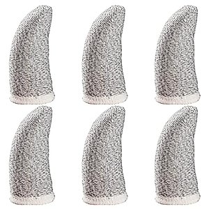 UKCOCO Gaming Finger Sleeves for Mobile Game- White Yellow Silver Fiber Game Sweat- Proof Finger Cot Mobile Controller Breathable Touchscreen, 6pcs
