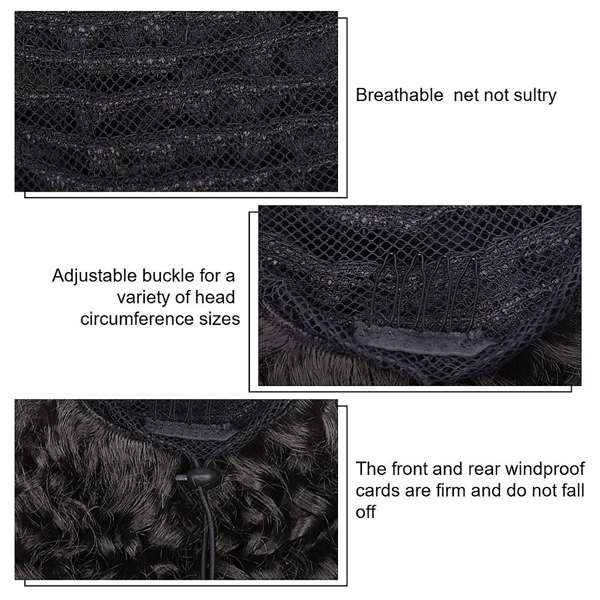 Vigorous Drawstring Curly Ponytail Extension for African Women Short Afro Kinky Ponytail Extension.(1B)