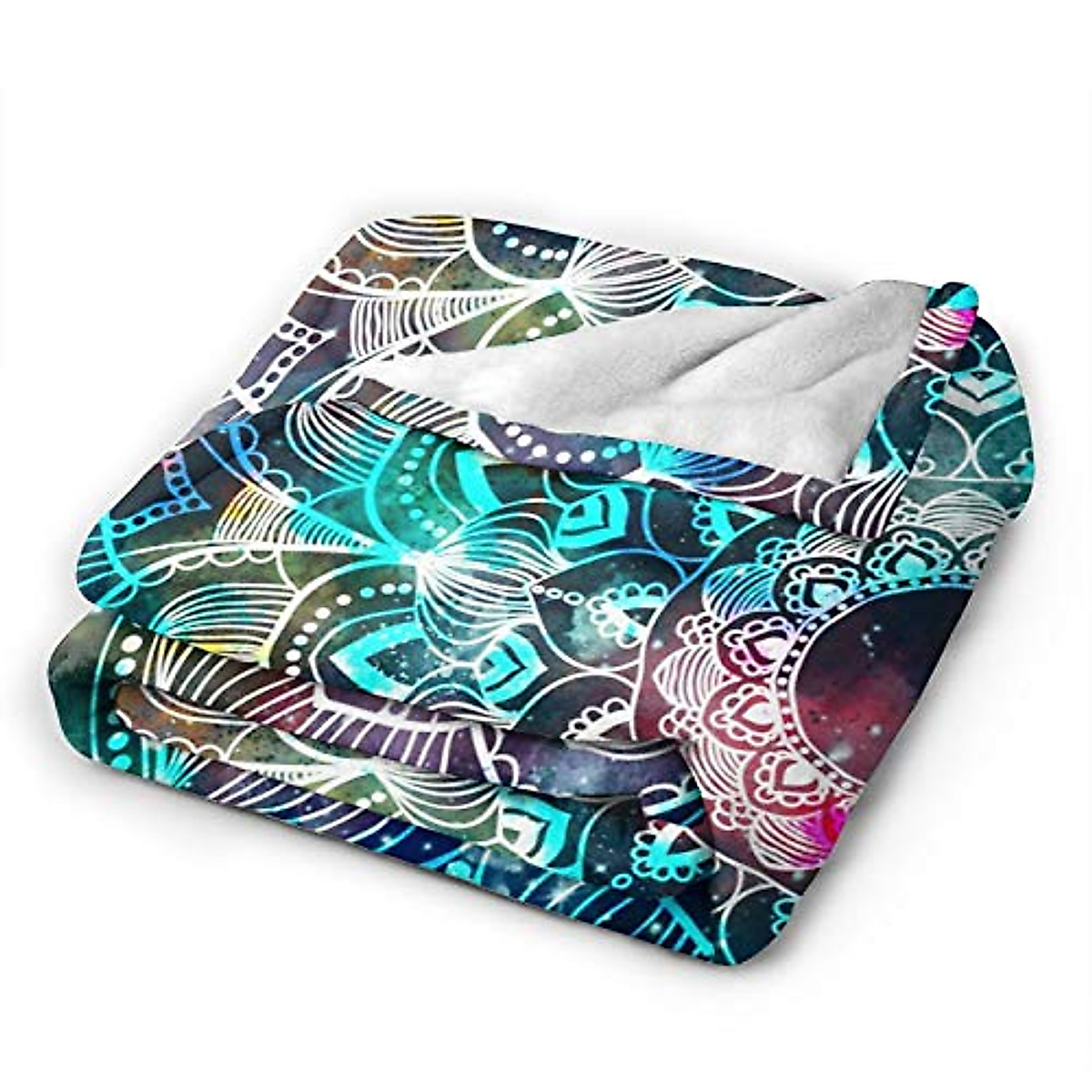 Galaxy Mandala Fleece Throw Blanket Plush Soft Throw for Bed Sofa, 80 in x 60 in