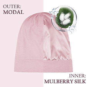 OLESILK 100% Mulberry Silk Bonnet for Sleeping Women, Silk Hair Wrap for Sleeping, Silk Sleep Bonnet for Women&Men, Real Silk, Not Satin Pink