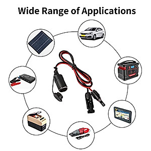 RIIEYOCA Solar Connector to 12V-24V Female Cigarette Lighter Socket Cable 12AWG Extension Cable Wire 1M with Dust Cap for RV Solar Panel