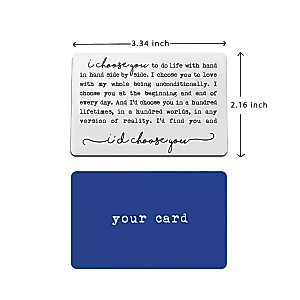 I Choose You Metal Wallet Insert Card, Engraved Gift for Him, Pocket Keepsake, Husband Gift, Anniversary Gift for Men, Wedding Anniversary Gift for Husband, Gifts for Him (Silver)