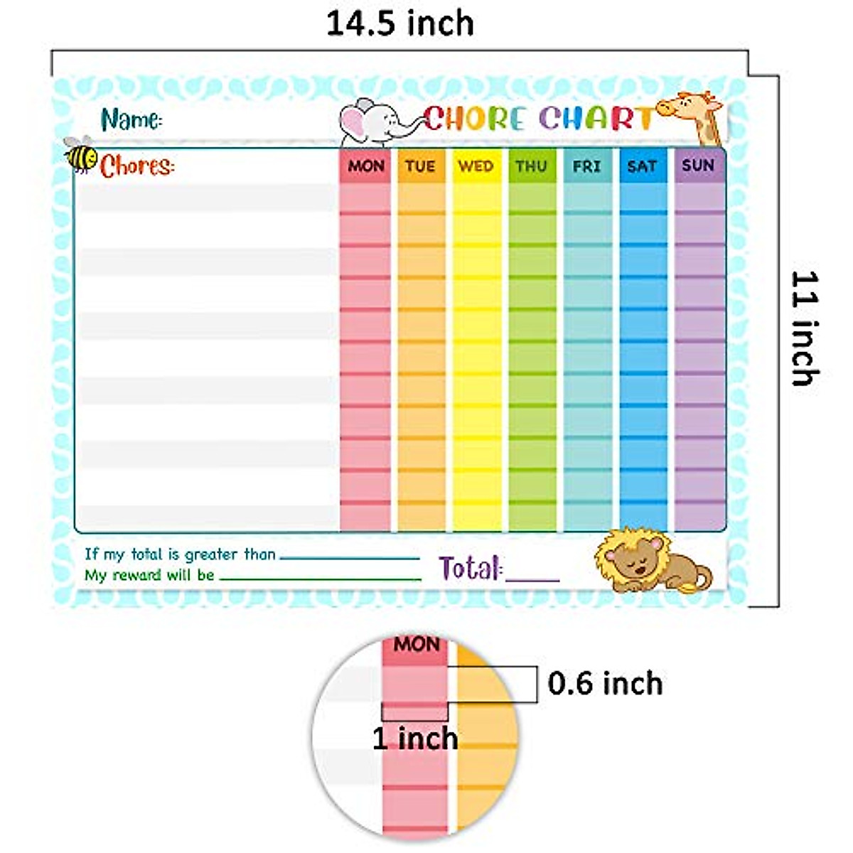 Youngever 16 Pack Laminated Dry Erase Chore Charts, Reusable Reward Chart for Classroom with 640 Star Stickers