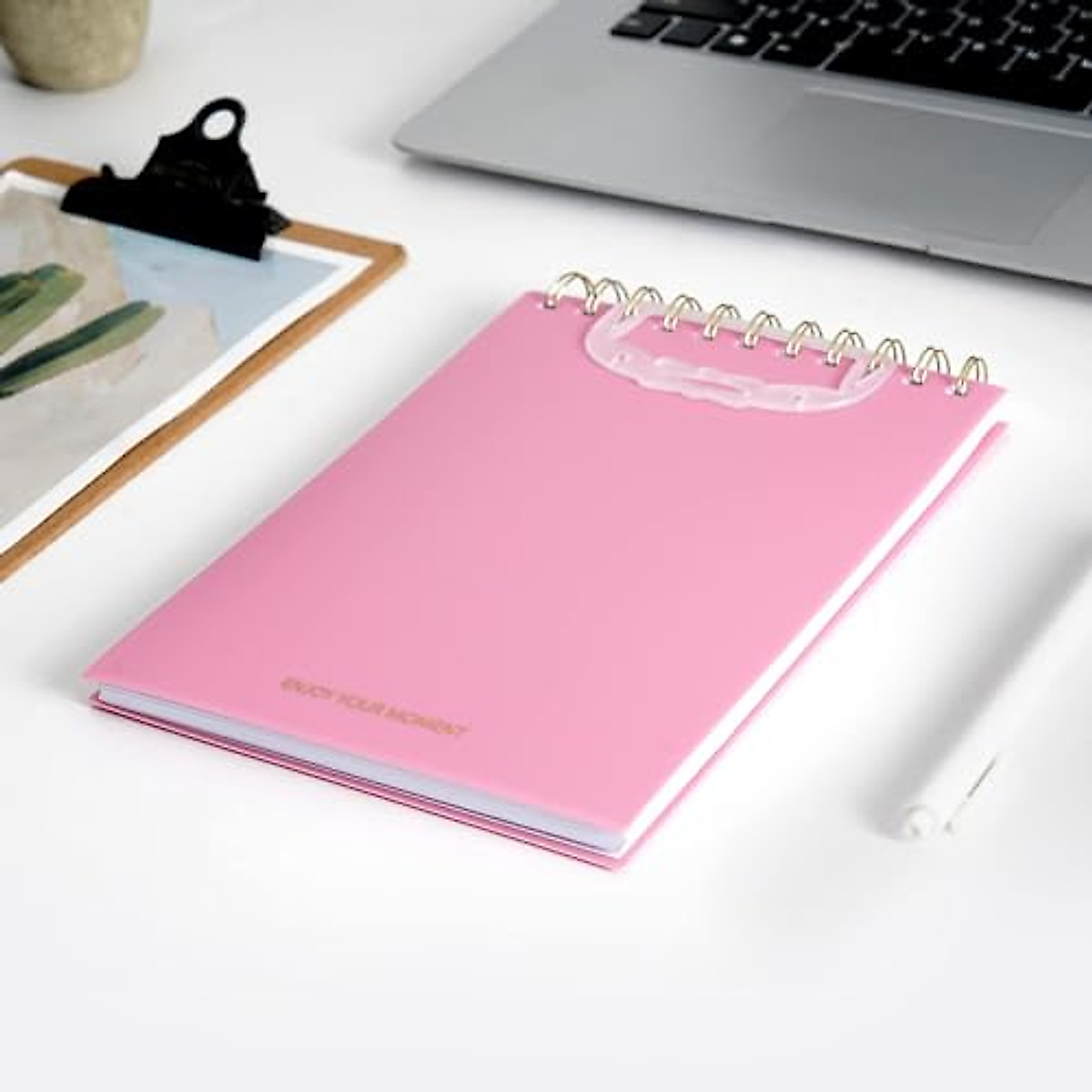 Yoment Top Spiral Notebooks Left Handed Notebooks Lined 6"x 9" College Ruled Waterproof Cover Notepad 160 Pages Spiral Notebook Durable Meeting Notebook for Work School Office Business,Pink