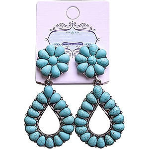 Turquoise Bohemian Small Delicate Metal Fashion Earring Teardrop Earrings Jewelry Gifts for Women