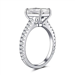 Bo.Dream 3ct Elongated Cushion Cut Cubic Zirconia CZ Engagement Rings for Women Platinum Plated Sterling Silver (8)