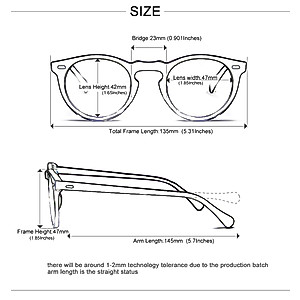 ERD Round Vintage Solid Acetate Eyeglasses Full Rim Frame For Men Women Circle Clear Lens Retro Glasses (Cocobolo)…