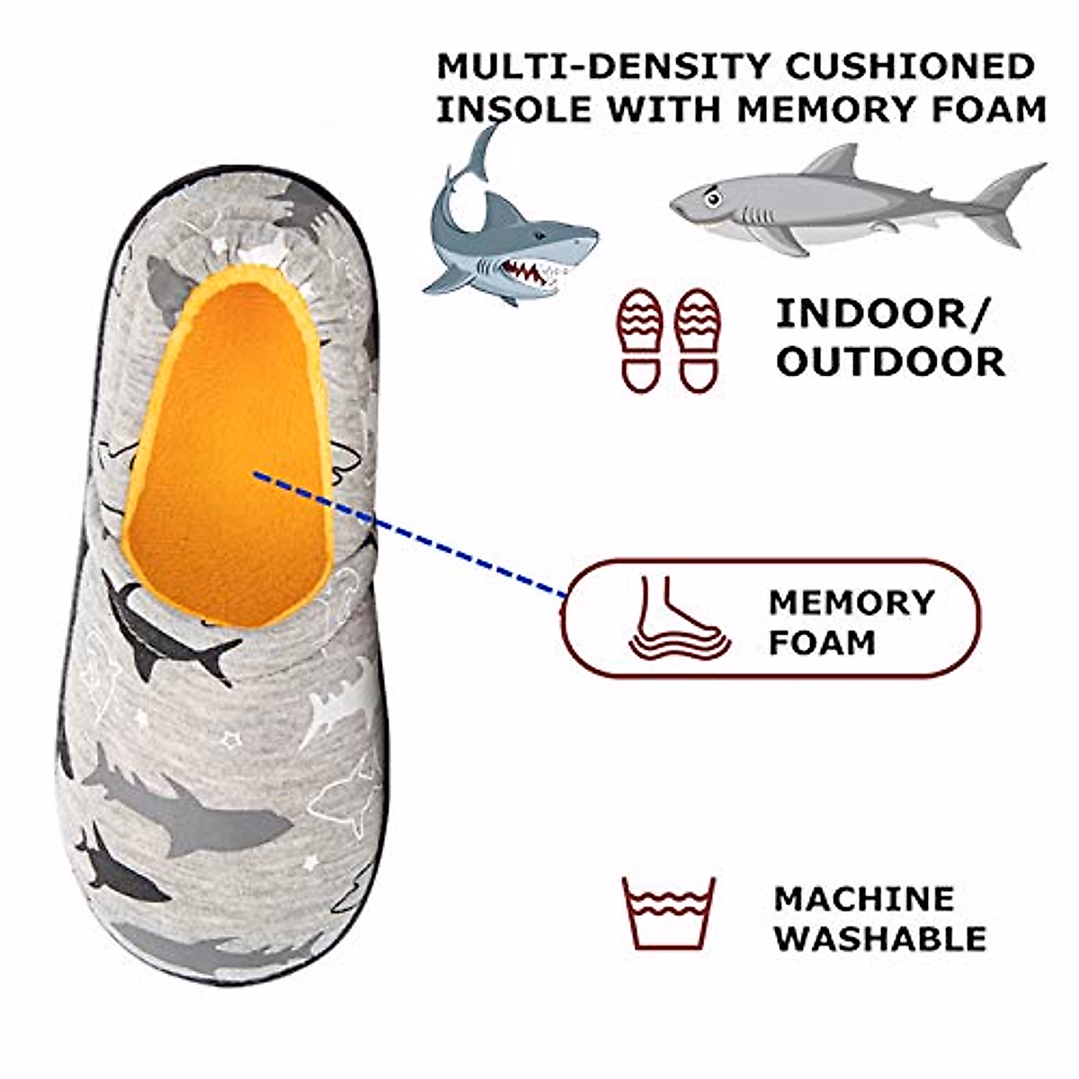 Forbeautiful Little Kids Big Boys House Slippers, Kids Fur Lined Warm Slip On Home Slippers Cute Winter Nonslip Indoor Dinosaur Slippers