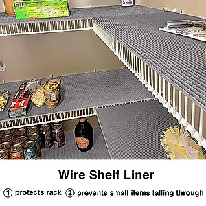 BUTJIJV Thicken Shelf Liner for 12 inch Wire Shelving - (5mm Thick) 11.4×98 Inch, Heavy Duty Wire Shelf Liner, Strong Grip, Non-Slip, Easy to Cut Drawer Liner