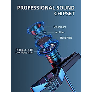 USB Lavalier Microphone, 6.6FT Onidirectional Condenser Lapel Mic with Headphones Jack for Audio Video Recording, YouTube, Interview, Tiktok, PC, Computer, Mac, Gaming, Podcasting, Live Streaming