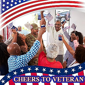 Tenceur 48 Pcs Military Veteran Gifts Patriotic Gift American Flag Bottle Cooler Sleeves Collapsible Insulator Reusable Can Bottle for Veterans Day Memorial Day, 12 oz