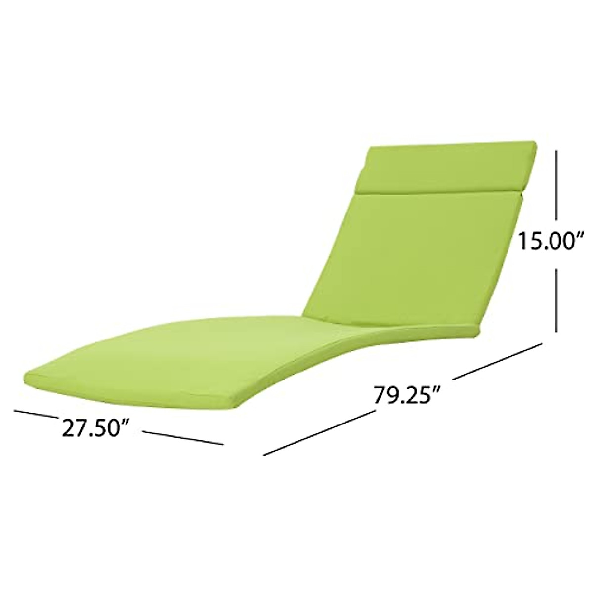 Christopher Knight Home Salem Outdoor Water Resistant Chaise Lounge Cushion, Green