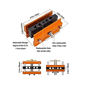 Self Centering Dowel Jig Kit,Drilling Guide Bushings Set Aluminum Alloy Anodized 4 Holes Drill Positioner Puncher Locator Joints Tool For Woodworking