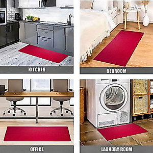 UPHTEH Anti Fatigue Kitchen Mats for Floor 2 Piece Set,17.32 * 28.74 and 17.32 * 46.25,Non Slip Waterproof Kitchen Mats and Rugs Ergonomic Comfort Mat for Kitchen,Home,Office,Sink,Laundry Room (red)