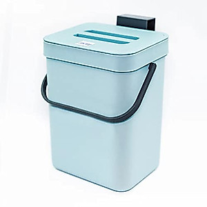 Jesintop Kitchen Compost Bin Indoor for Counter Top,Hanging Small Trash Can with Lid,Food Waste Bin,Mountable Compost Busket 1.3 Gal/5 L Series,Blue