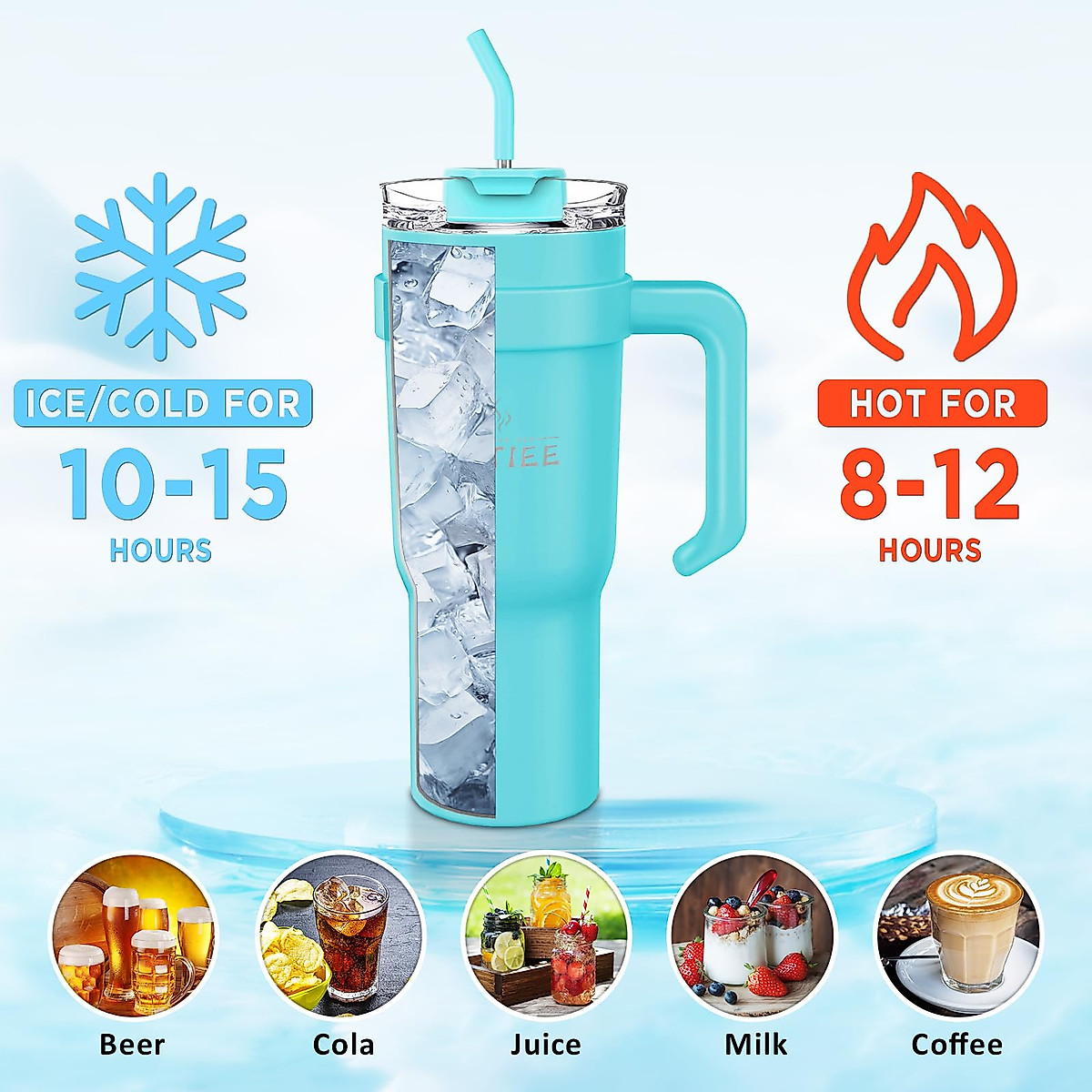 KETIEE 40 oz Tumbler with Handle Straw Lid and Carrier Bag, Leak-proof Stainless Steel Vacuum Insulated Travel Mug, Reusable Water Jug, Car Coffee Cups with Sleeve, Keeps Cold or Hot, Dishwasher Safe