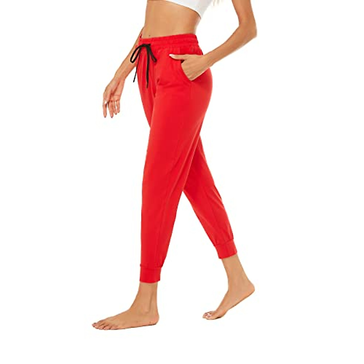 AvaCostume Women's Lightweight Cotton Sweatpants Yoga Joggers Lounge Casual Pants with Pockets Red XXL