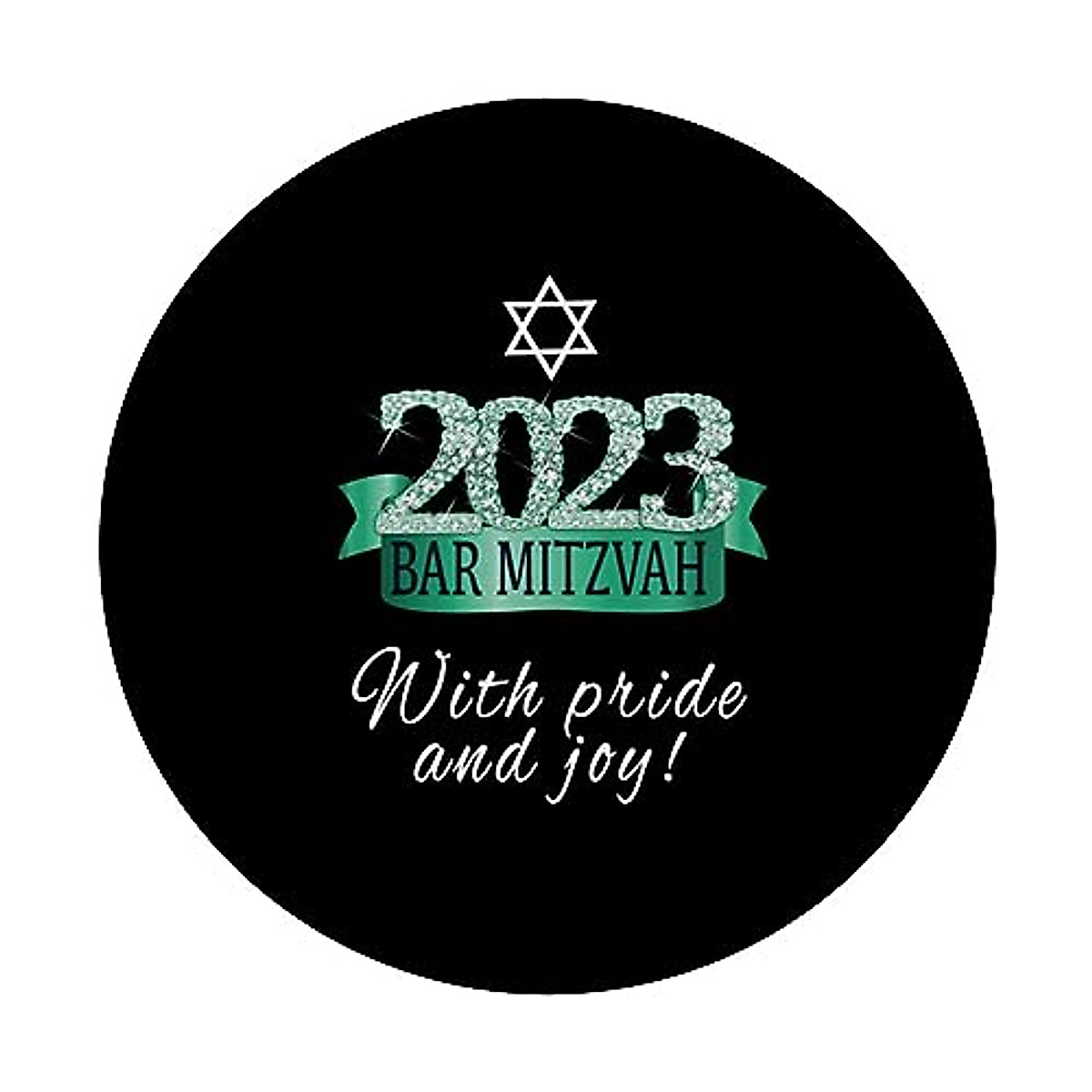 Bar Mitzvah 2023 I With Pride & Joy I Turquoise Banner Decor PopSockets Standard PopGrip