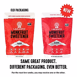 Lakanto Classic Monk Fruit Sweetener with Erythritol - White Sugar Substitute, Baking, Coffee, Tea, Zero Calorie, Keto Diet Friendly, Zero Net Carbs, Extract, Sugar Replacement (Classic White - 3 lb)