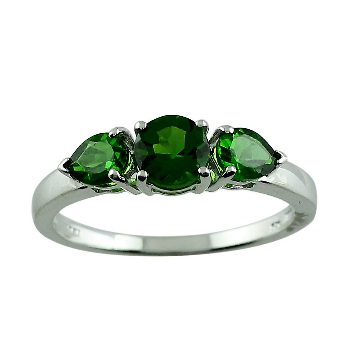 Carillon Stunning Chrome Diopside Pear Shape 4X5MM Natural Earth Mined Gemstone 925 Sterling Silver Ring Wedding Jewelry for Women & Men