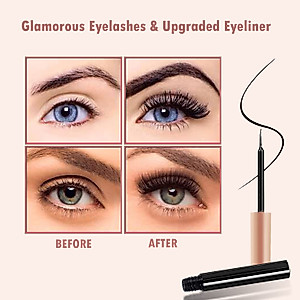Magnetic Eyelashes Kit with Eyeliner, Magnetic Lashes Natural Looking 10 Pairs , 2 Pcs Magnetic Eyeliner, Reusable 3D False Eyelashes Lashes Pack, With lash tweezers，No Glue! Eyelashes Magnetic
