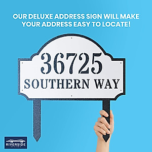 Metal Yard Stake House Business Double Layer Deluxe Address Steel Sign | Weather Resistant | Made in USA (17, White)