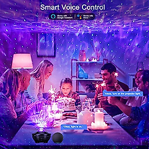 OurLeeme Galaxy Projector - Star Projector Night Light with Music Speaker Surport APP and Voice Control Ceiling Projector Lights for Bedroom - Work with Alexa & Google Assistant