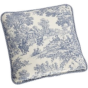Ellis Curtain Victoria Park Toile Logan Gingham Check Reversible Toss Pillow, Blue