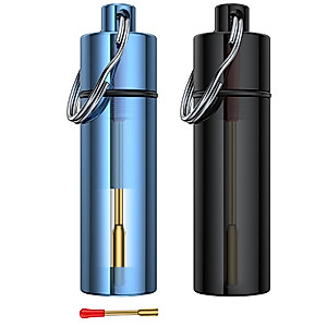 Portable Mini Pepper Shaker, 2 Pack Small Metal Storage Bottles with Keyring Travel Waterproof Aluminum Storage Container Holder Keychain