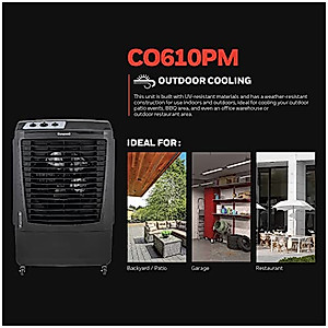Honeywell 2100 CFM Outdoor Portable Evaporative Cooler & Fan for Patio Area, Deck, Backyard, Garage, Cools up to 850 Sq. Ft. with 3 Speeds and 36 Ft. Air Throw for Large Outdoor Spaces, Black