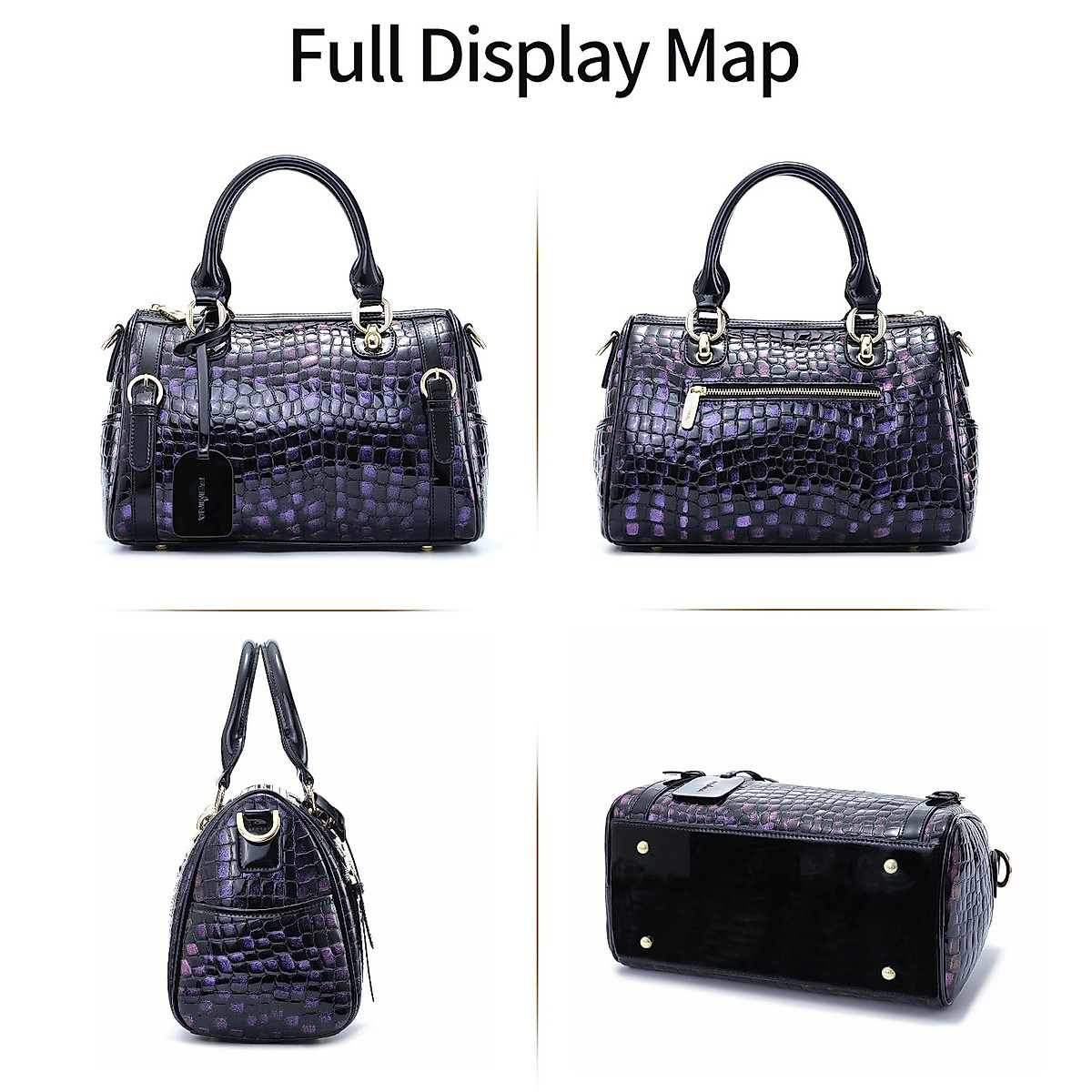 FEIMINA High-End Genuine Leather Shoulder Bag for Women, Stylish Handbag for Ladies, Refined Tote Purse, Crossbody Bag (Purple)