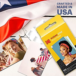 Kodak 2"x3" Premium Zink Photo Paper (100 Sheets) Compatible with Kodak PRINTOMATIC, Kodak Smile and Step Cameras and Printers