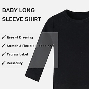 Enfants Chéris Long Sleeve Shirts Plain Tshirt Girl Boy Tee 24 Months Black