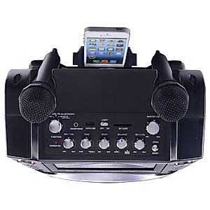 Karaoke USA GF946 GF946 DVD/CD+G/MP3+G Bluetooth 35-Watt Karaoke System with 7-Inch TFT Digital Color Screen, LED Lights, HDMI Output, and 2 Microphones (Black)