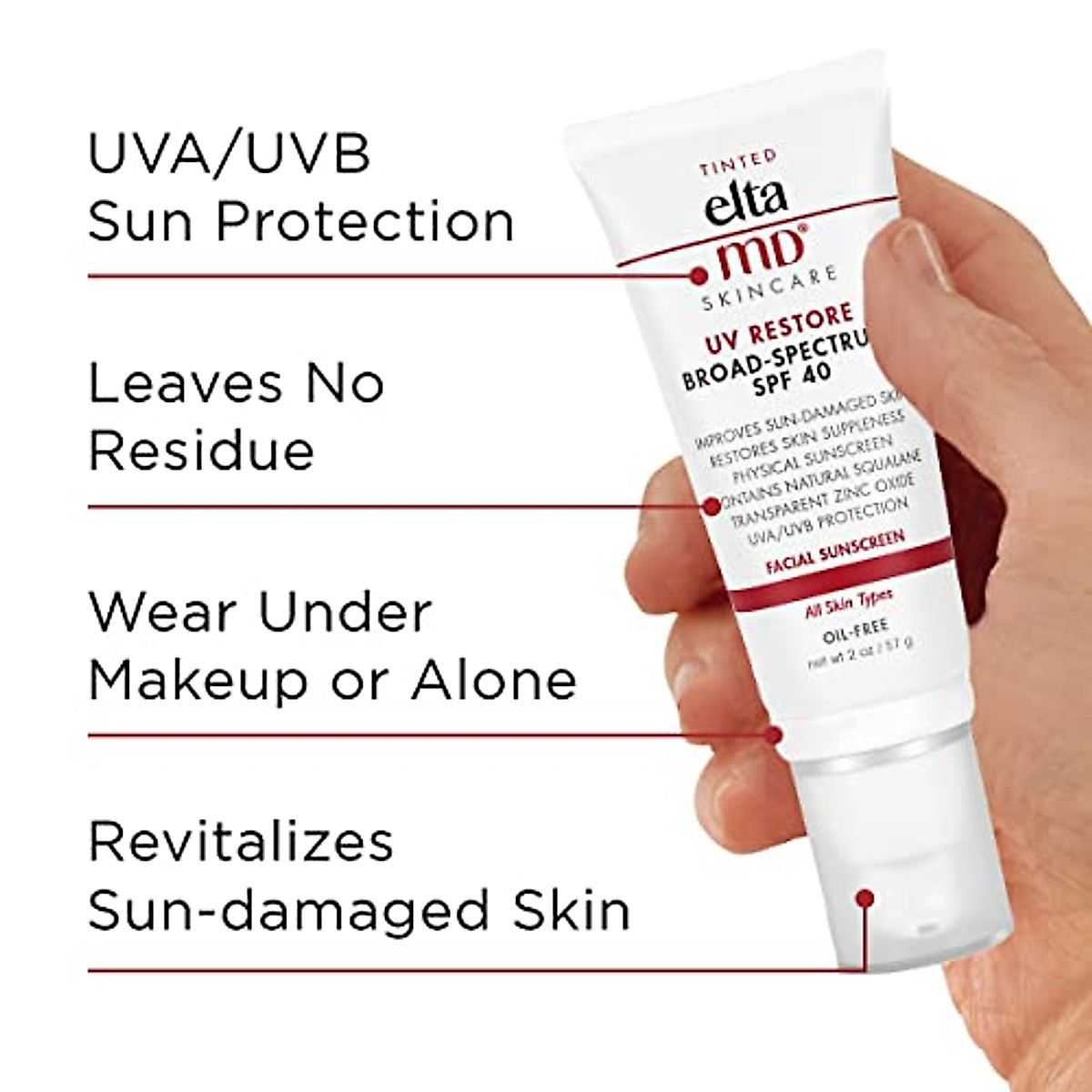 EltaMD UV Restore SPF 40 Anti Aging Face Moisturizer For Women, Broad Spectrum Physical Sunscreen with Zinc Oxide, Tinted Face Sunscreen, Anti Aging Moisturizer, Improves Skin Smoothness, 2 OZ Tube