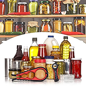 5 in 1 Multi Function Bottle Jar Opener Kit,Non Slip Safe Cut Can Lid Grip Opener,Suitable Manual Can and Jar Opener handheld for Children,Arthritis,Women,Elderly,Kitchen & Restaurant