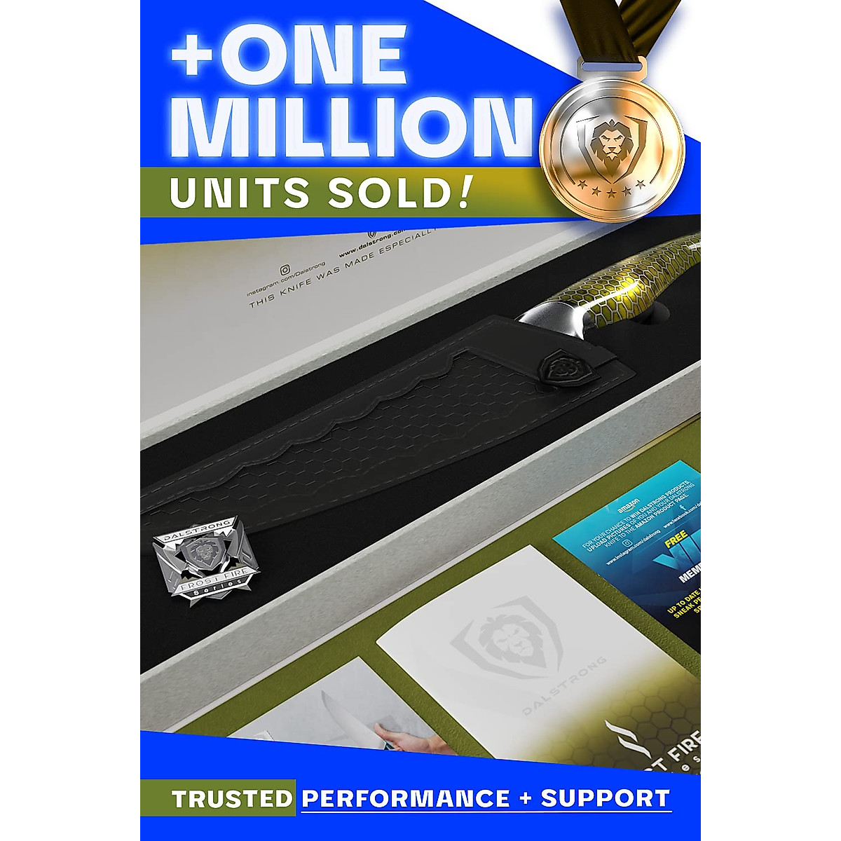 Dalstrong Chef Knife - 8 inch - Frost Fire Series - Glacial Lightning Edition - HC 10CR15MOV Stainless Steel Kitchen Knife - Sand Blasted Frosted - Dragon Skin Handle - Sheath - NSF Certified