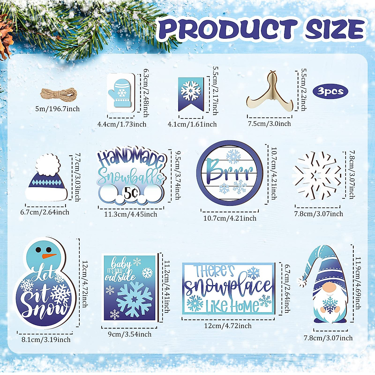 15 Pieces Christmas Tiered Tray Decor Gingerbread Christmas Decor Farmhouse Christmas Table Decorations Tiered Tray Christmas Decor Set Winter Wooden Sign Tabletop for Xmas Party (Vivid Style)