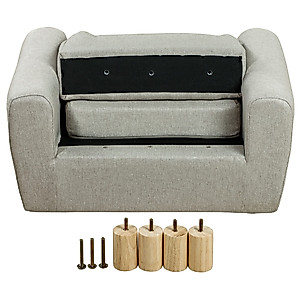 Qaba Kids Sofa, Toddler Armchair and Couch with Cat Ear Backrest and Wooden Legs Preschool, Bedroom, Kindergarten, Grey