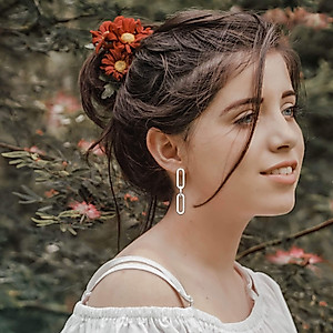 ISALOE Paperclip Link Chain Drop Earrings Chunky Paperclip Link Dangle Earring Studs Statement Jewelry for Women Birthday Party Jewelry (Silver)