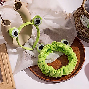 Cute Green Funny Frog Headband, Elastic Face Washing Hair Band and Turban Wrap