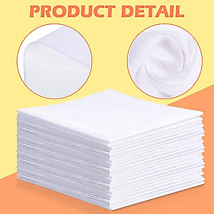 Leinuosen White Cotton Handkerchiefs for Men Classic Hankies Pocket Square Towel Small Size for Tie Dye Girl Boy Tea Parties(8.3 x 8.3 Inch, 50 Pcs)